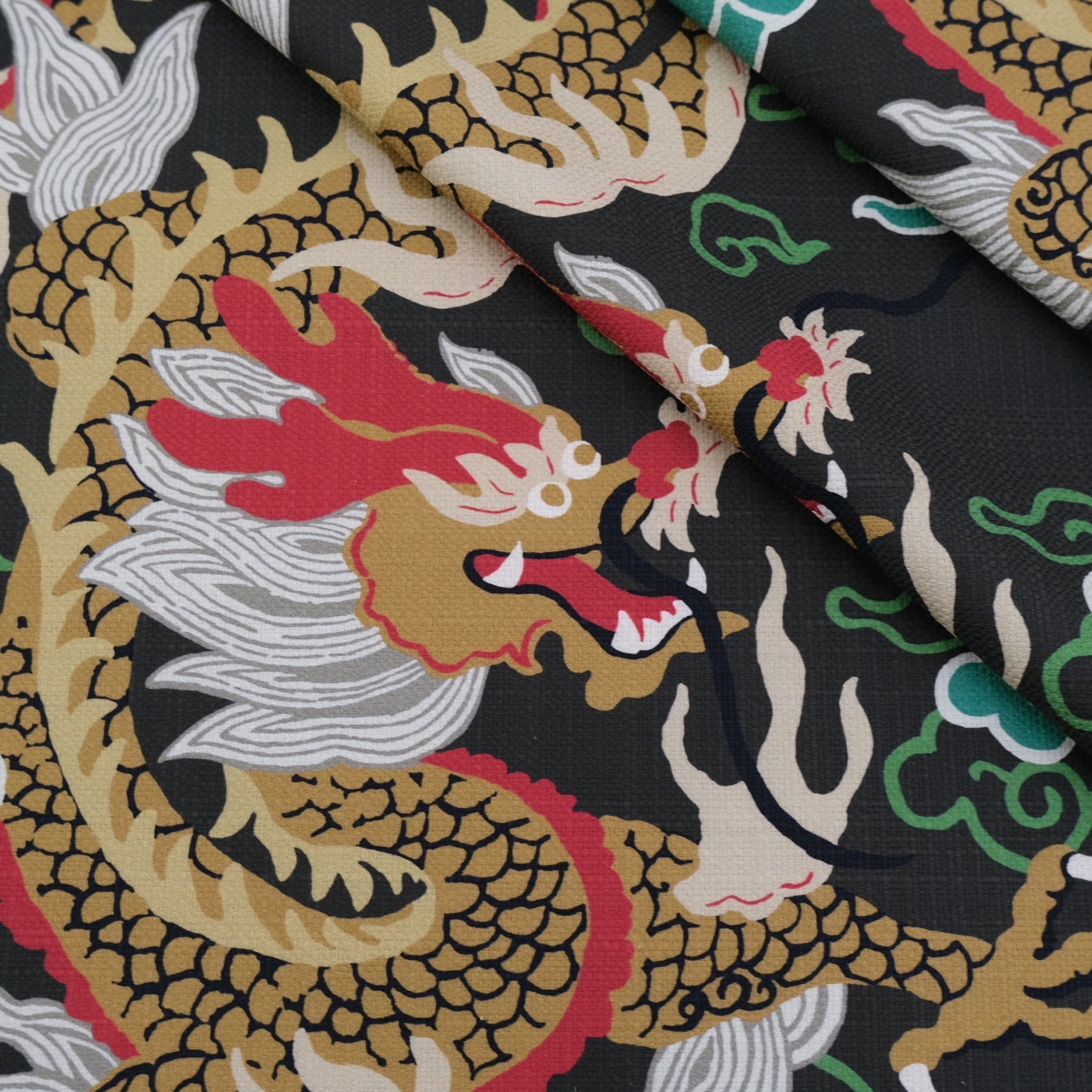 Zyrra Year of the Dragon Chinoiserie Fabric- Vibrant Chinese Dragon Pr ...
